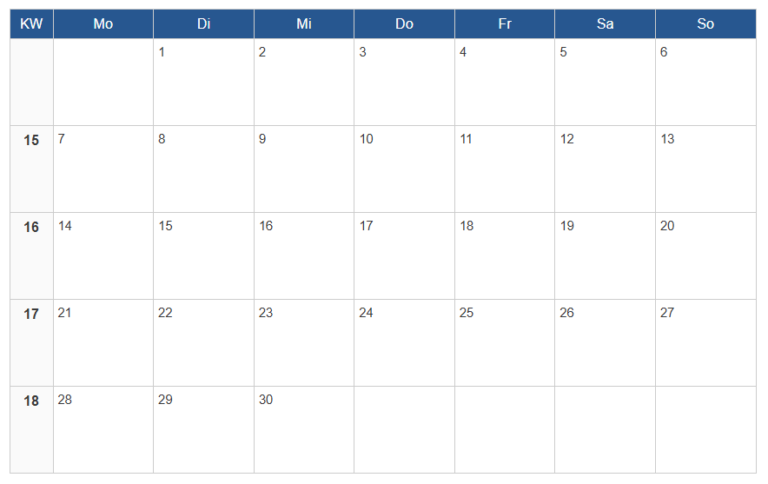 Kalenderwochen 2025 Schweiz zum Ausdrucken (Excel & PDF)